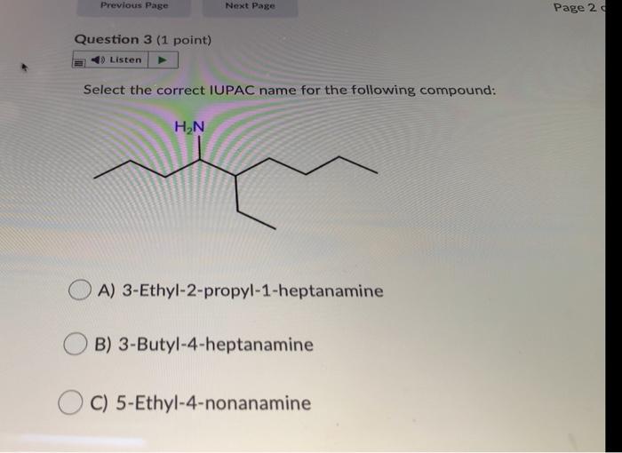 Solved Previous Page Next Page Page 2 Question 3 (1 point) 1 | Chegg.com