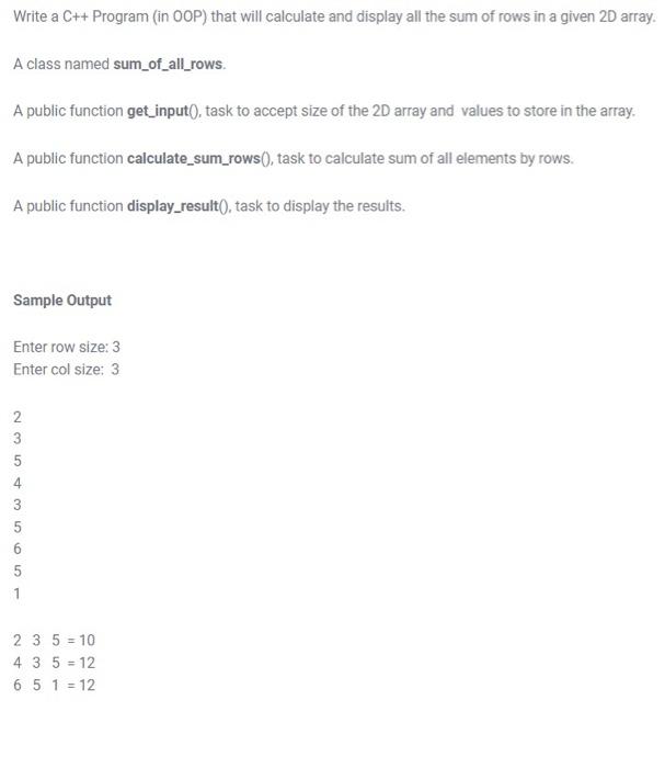 Solved Write A C Program In Oop That Will Calculate And