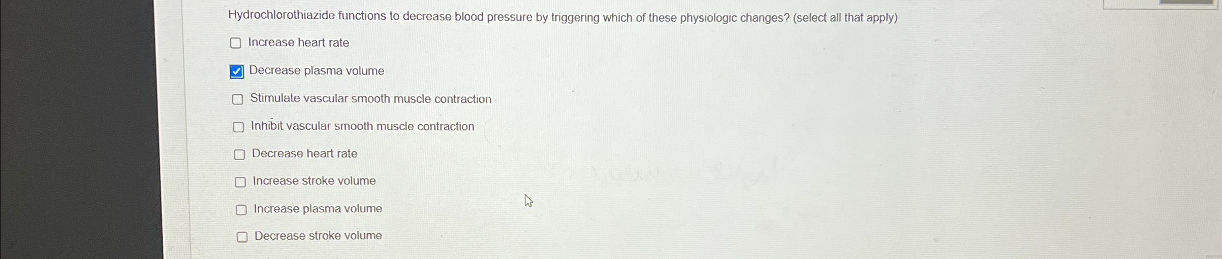 Solved Hydrochlorothiazide functions to decrease blood | Chegg.com