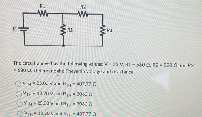 Solved The circuit above has the following values: V=25 | Chegg.com