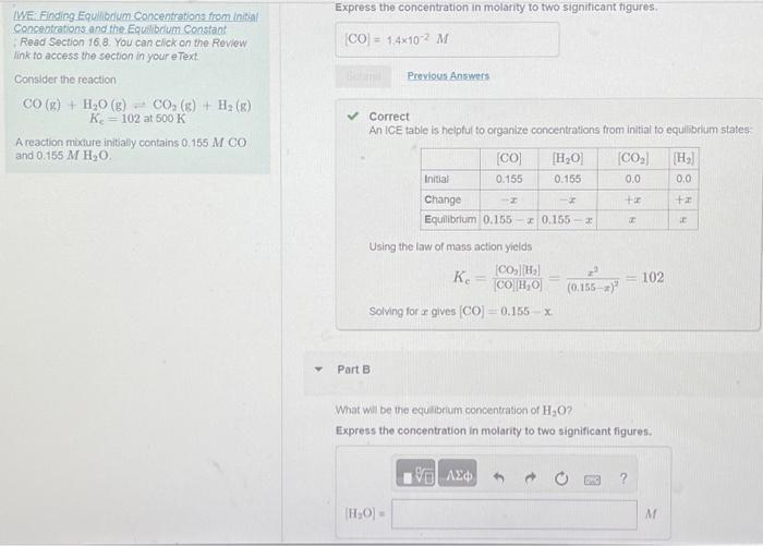 Solved IWE: Finding Equilibrium Concentrations from initial | Chegg.com
