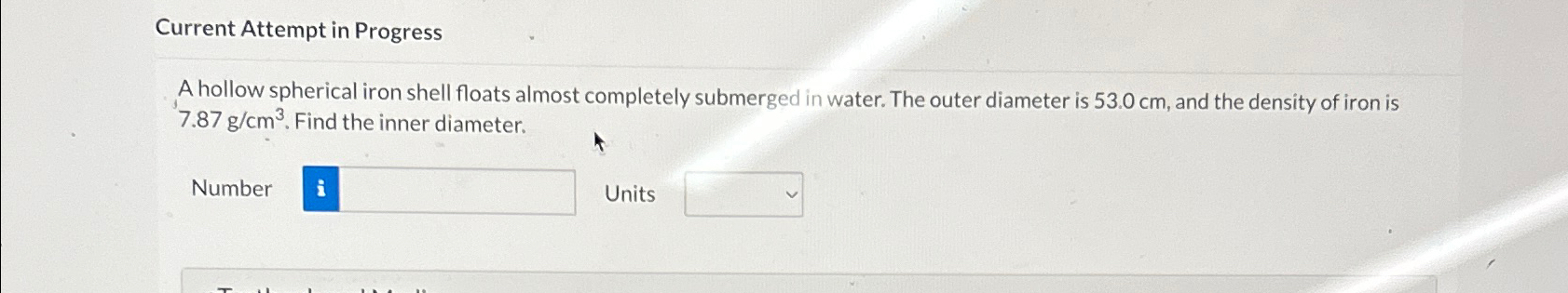 Solved Current Attempt in ProgressA hollow spherical iron | Chegg.com