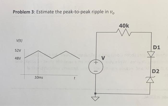 Solved Problem 3: Estimate the peak-to-peak ripple in v0 | Chegg.com