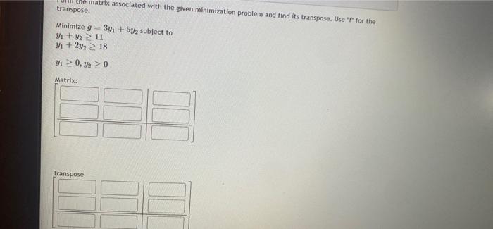 Solved Le matrix associated with the given minimization | Chegg.com
