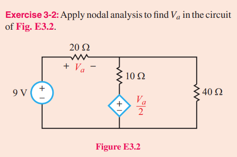 Solved Exercise 3-2: Apply nodal analysis to find Va ﻿in the | Chegg.com