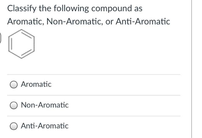 Solved as Classify the following compound Aromatic, | Chegg.com