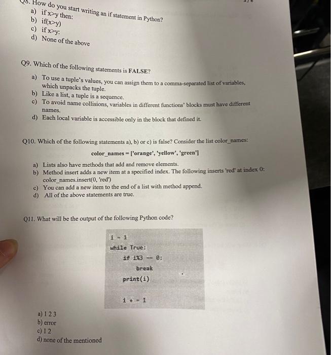 Solved How do you start writing an if statement in Python? | Chegg.com