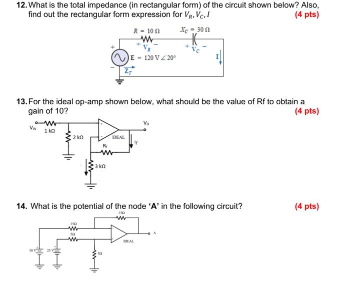 Solved 12. What is the total impedance (in rectangular form) | Chegg.com