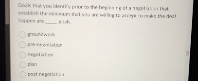 Solved Goals that you identify prior to the beginning of a | Chegg.com