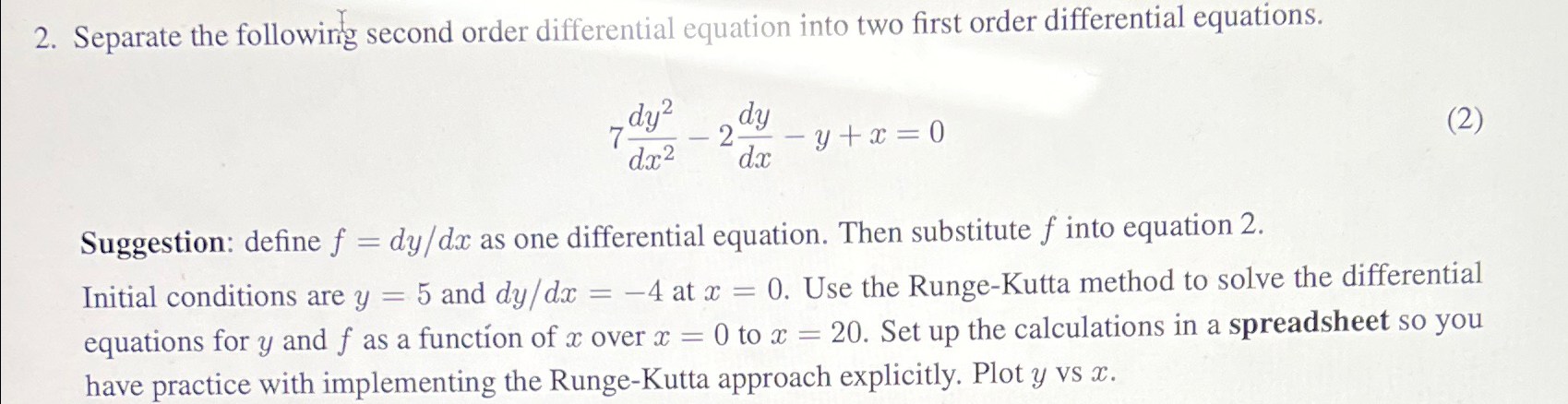 Separate the followirg second order differential | Chegg.com