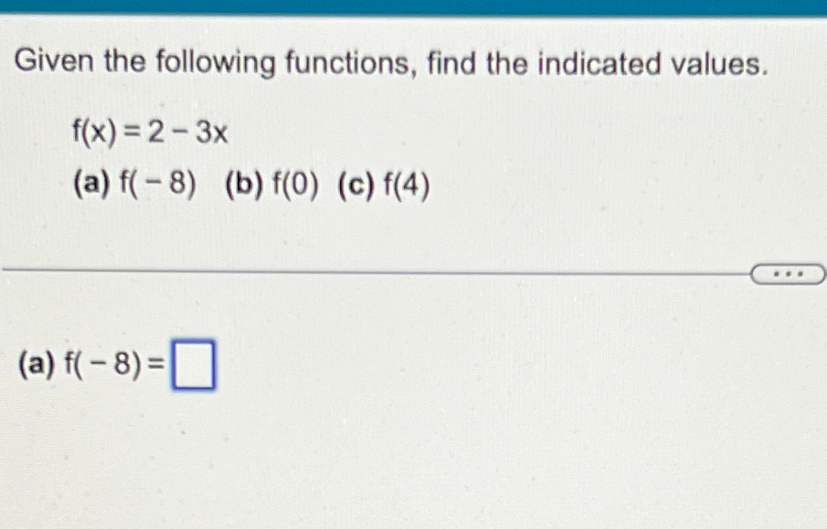Solved Given the following functions, find the indicated | Chegg.com