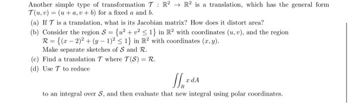 Solved Another simple type of transformation T:R2→R2 is a | Chegg.com