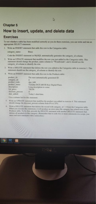 Chapter 5 How to insert, update, and delete data | Chegg.com