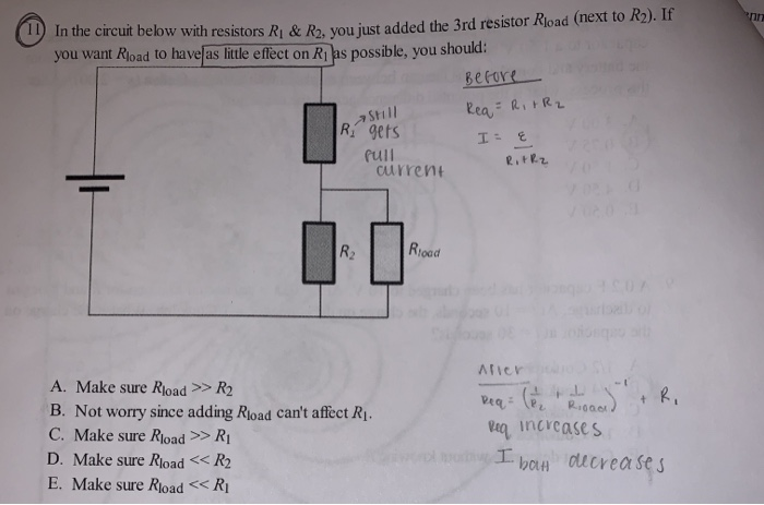 Solved In the circuit below with resistors R & R , you just | Chegg.com