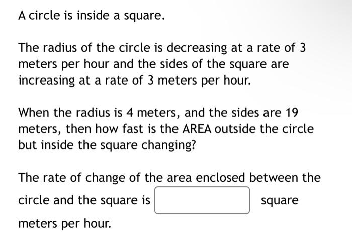 Solved The radius of the circle is decreasing at a rate of 3 | Chegg.com