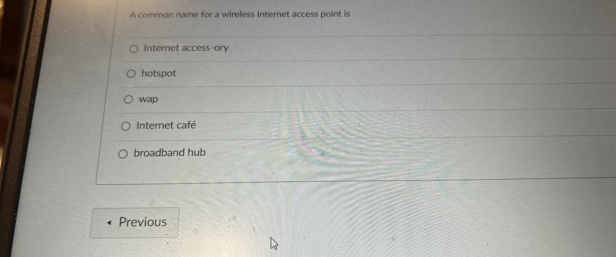 Solved A common name for a wireless Internet access point | Chegg.com