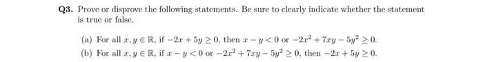 Solved 23. Prove or disprove the following statements. Be | Chegg.com