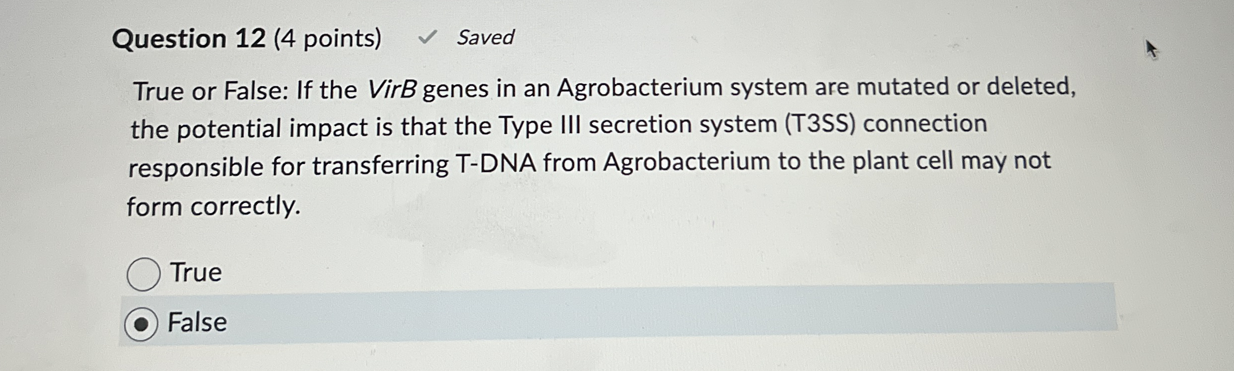 Solved Question 12 (4 ﻿points)SavedTrue or False: If the | Chegg.com