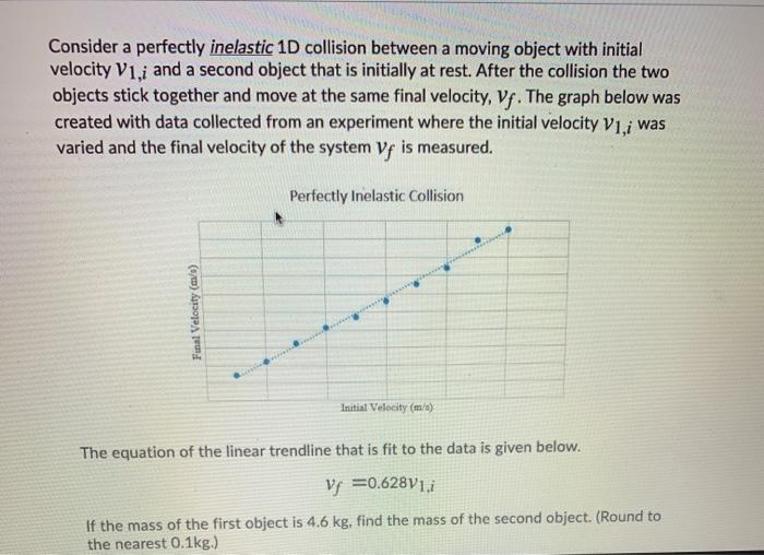 Solved Consider a perfectly inelastic 1D collision between a | Chegg.com