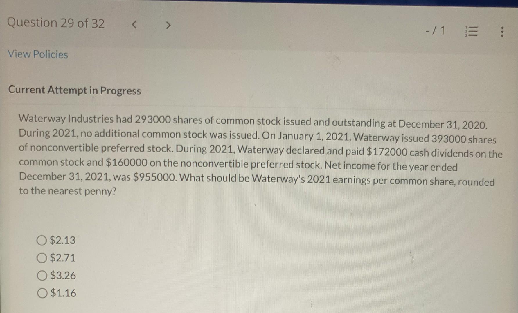 Solved Current Attempt in Progress Waterway Industries had | Chegg.com