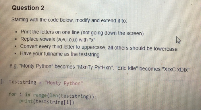 Solved Question 2 Starting with the code below, modify and | Chegg.com