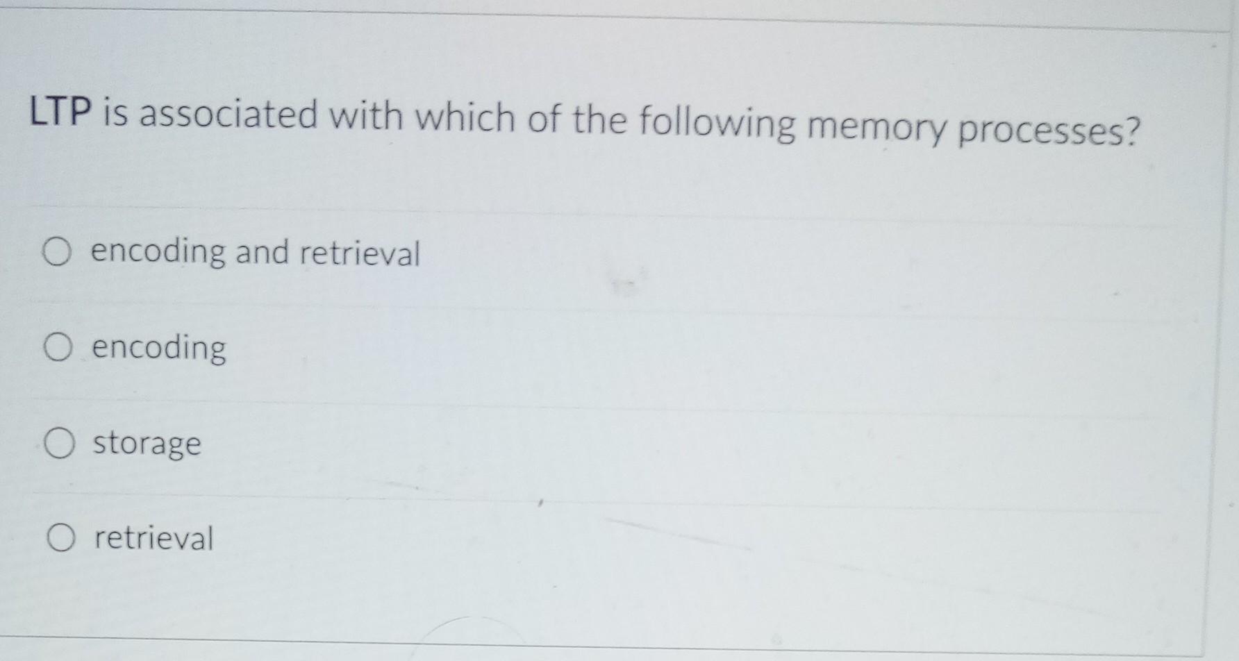 Solved LTP is associated with which of the following memory | Chegg.com