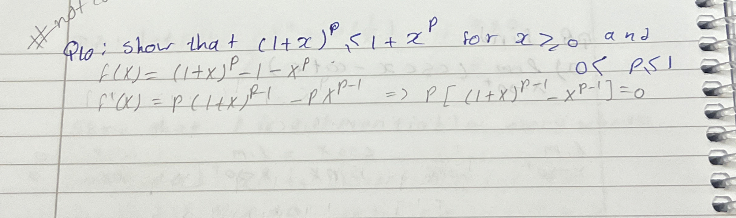 Solved # Q10: Show that (1+x)p≤1+xp ﻿for x≥0 ﻿and(1+x} | Chegg.com