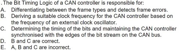 Solved The Bit Timing Logic of a CAN controller is | Chegg.com