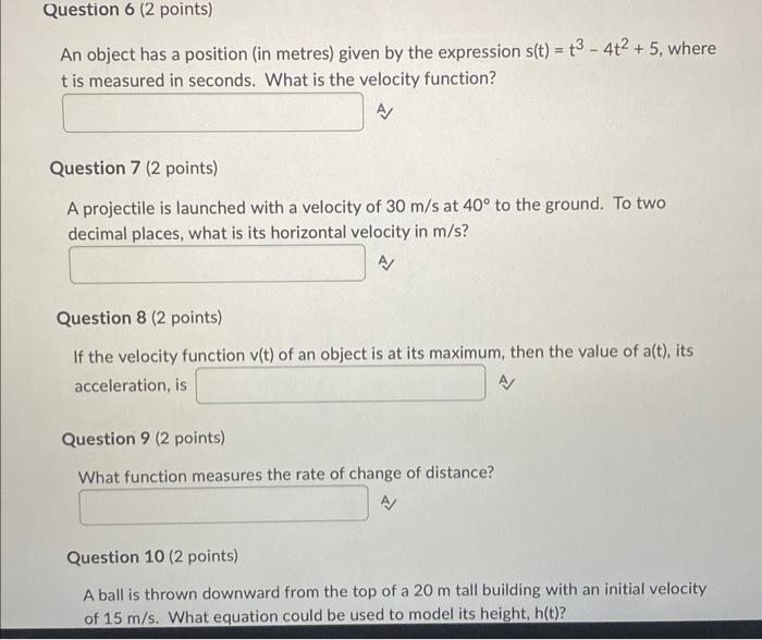 Solved An object has a position (in metres) given by the | Chegg.com