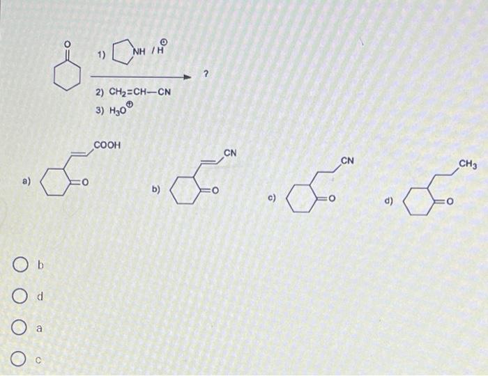 Solved © 1) ΝΗ ΓΗ 2) CH2=CH-CN 3) H30 COOH CN CN CH co a) . | Chegg.com