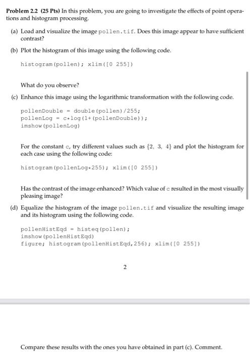 Solved Problem 2.2 (25 Pts) In this problem, you are going | Chegg.com