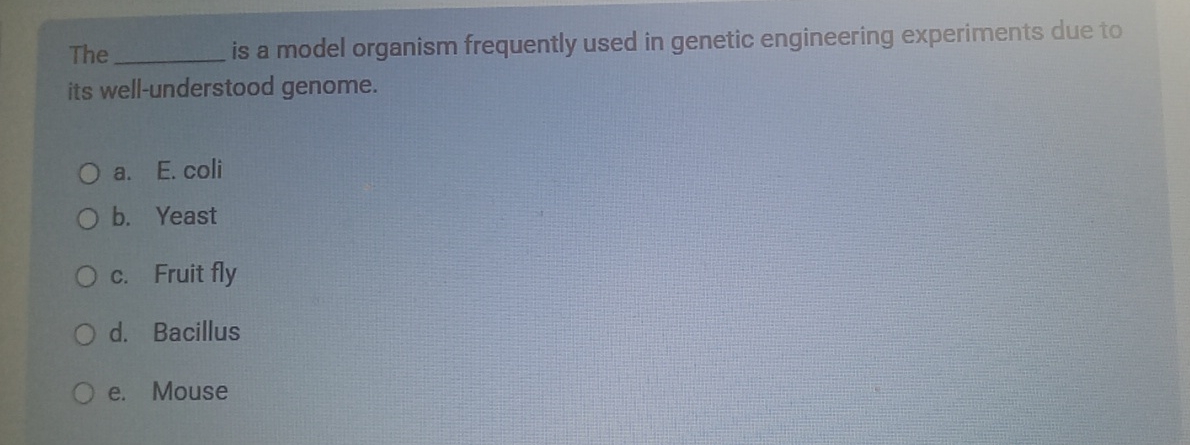 The ﻿is a model organism frequently used in genetic | Chegg.com