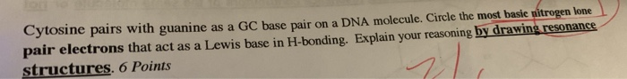 Solved Cytosine pairs with guanine as a GC base pair on a | Chegg.com
