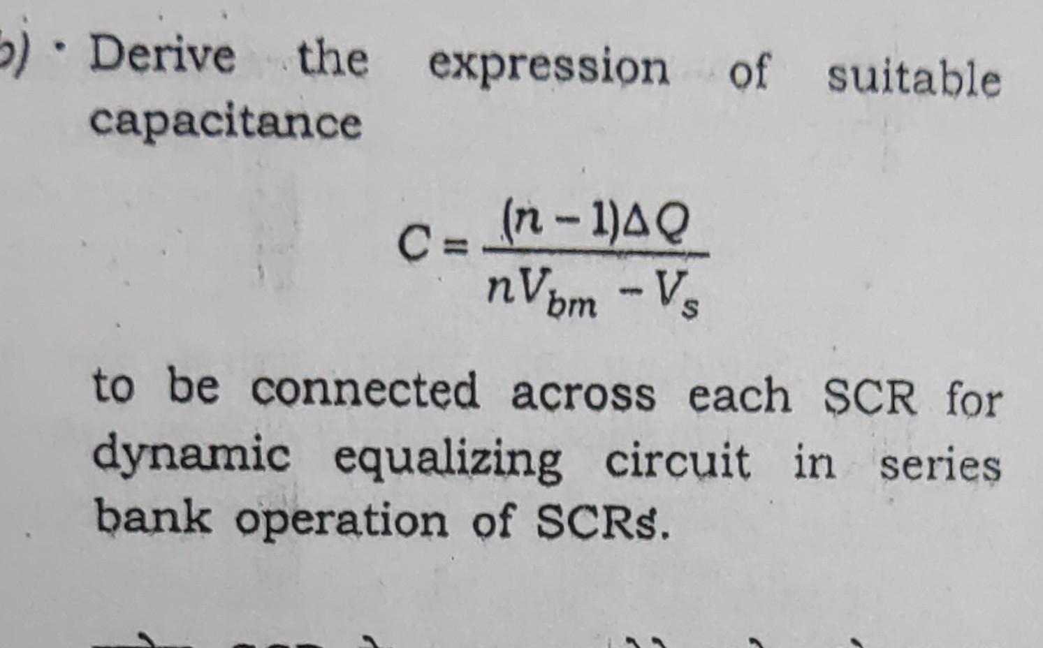 Solved 5) Derive the expression of suitable capacitance C= | Chegg.com
