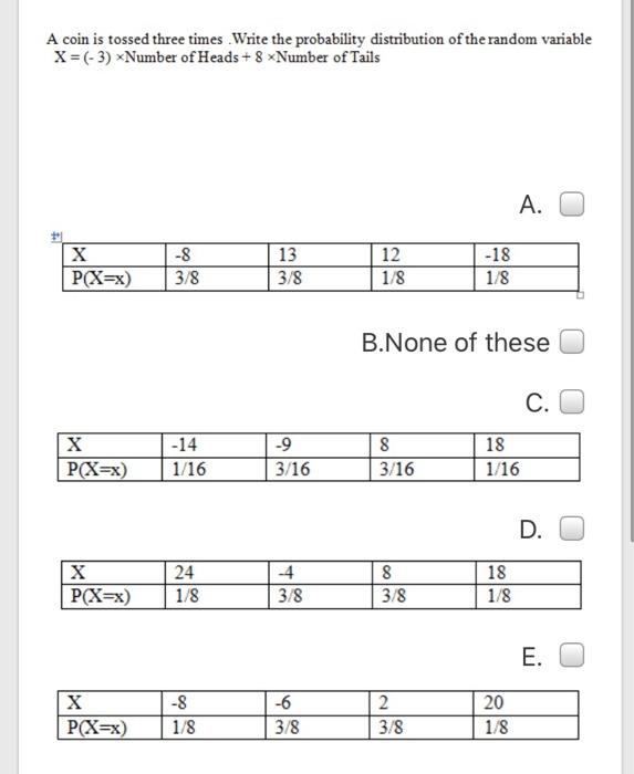 Solved A coin is tossed three times .Write the probability | Chegg.com