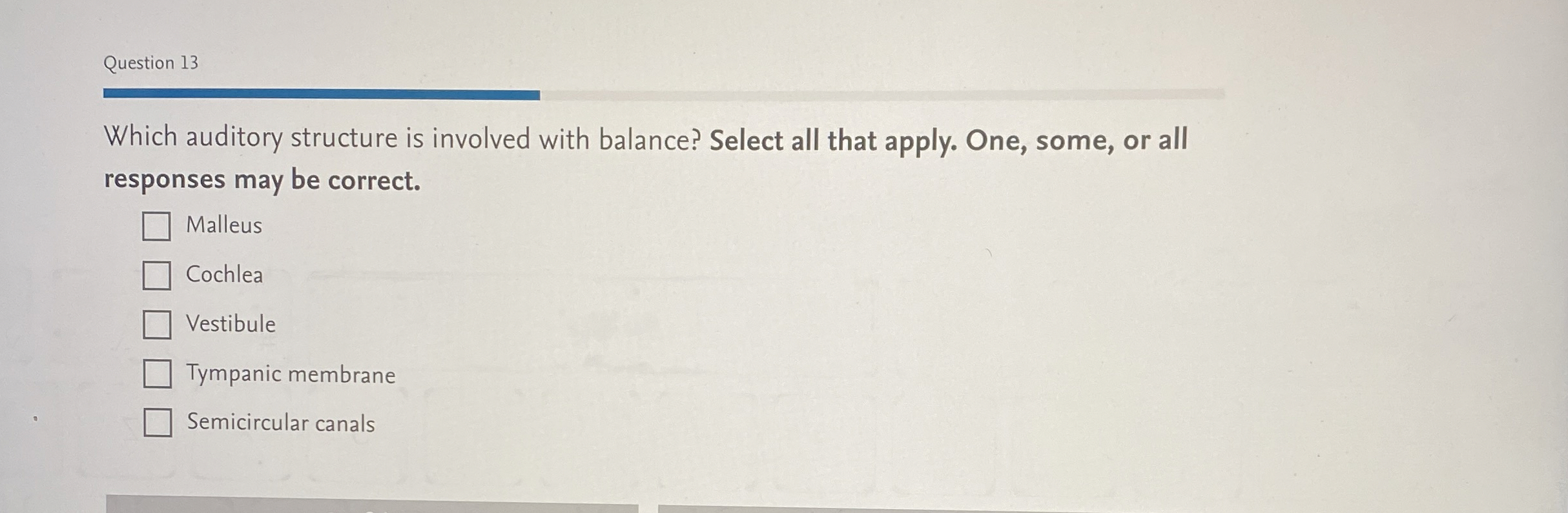 Solved Which auditory structure is involved with balance? | Chegg.com