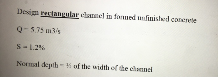 Solved Design rectangular channel in formed unfinished | Chegg.com