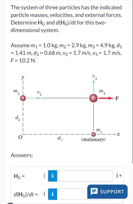 Solved The system of three particles has the indicated | Chegg.com