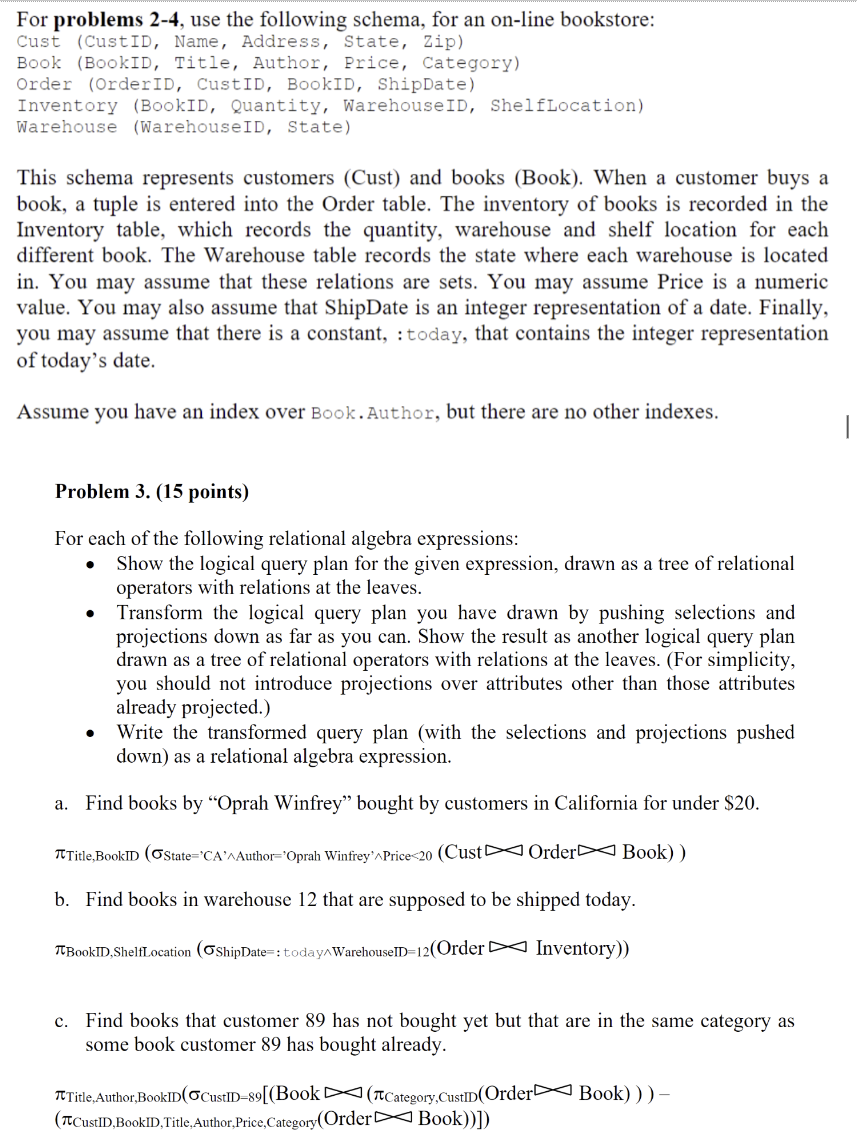 Solved Problem 3. (15 points)For each of the following | Chegg.com Solved Problem 3. (15 points)For each of the following | Chegg.com