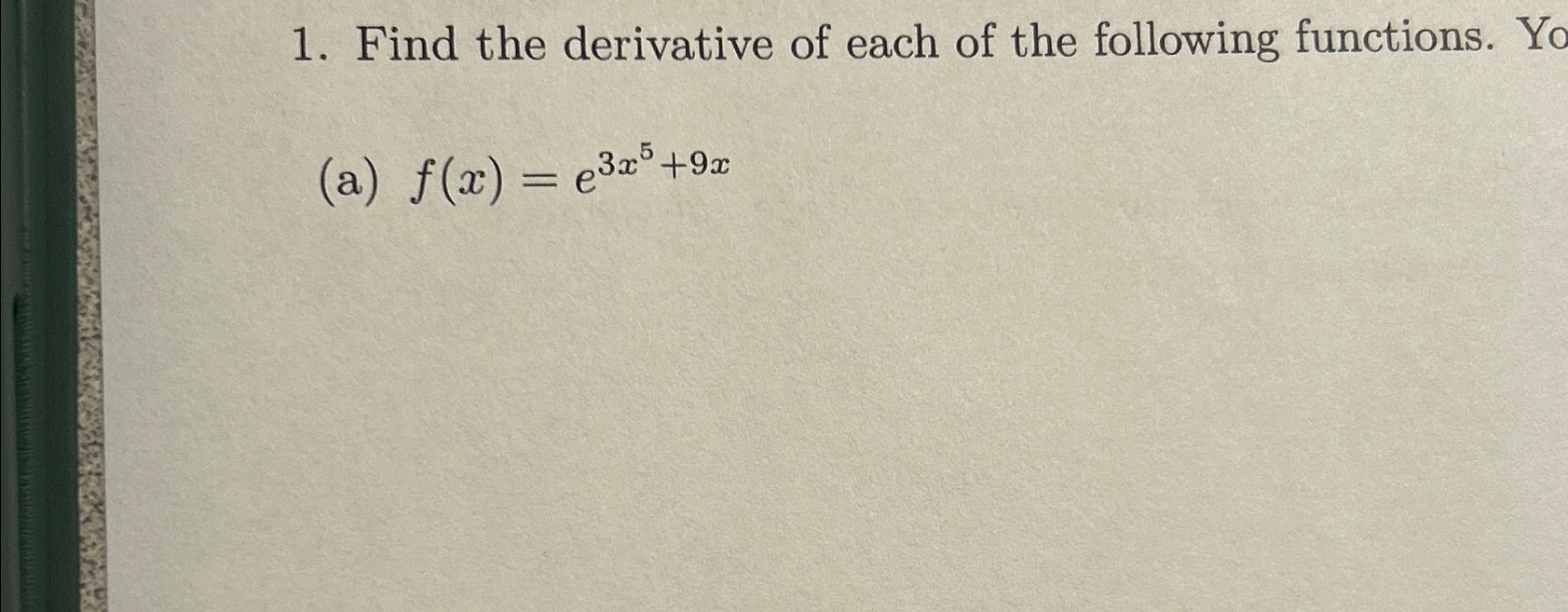 Solved Find the derivative of each of the following | Chegg.com