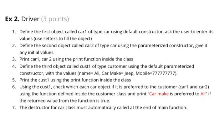 Solved 1. Define the first object called car1 of type car | Chegg.com