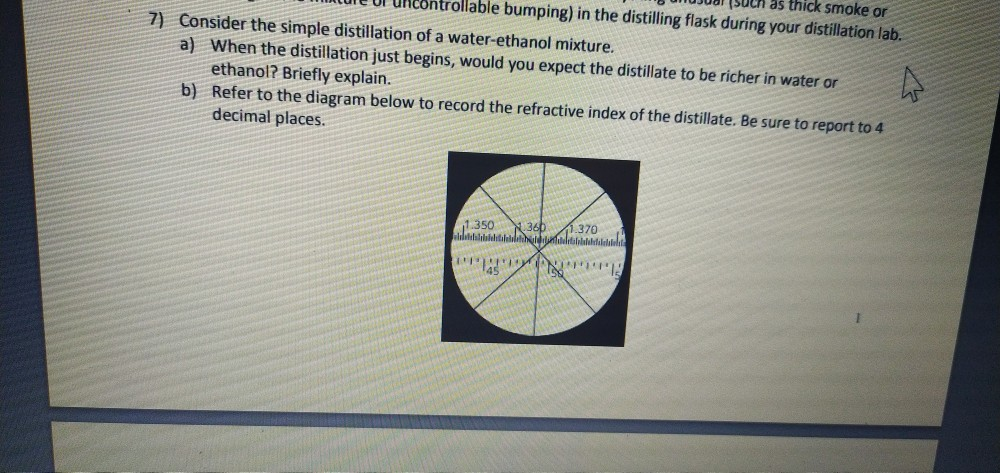 Solved as thick smoke or rollable bumping) in the distilling | Chegg.com