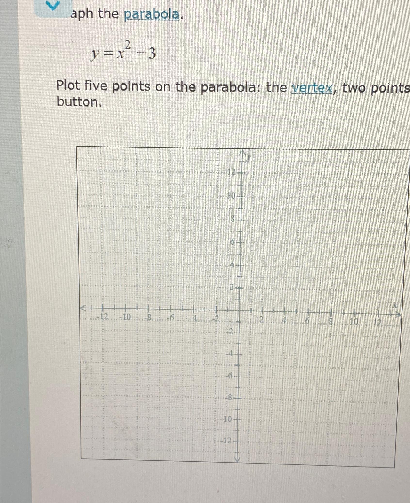Solved aph the parabola.y=x2-3Plot five points on the | Chegg.com