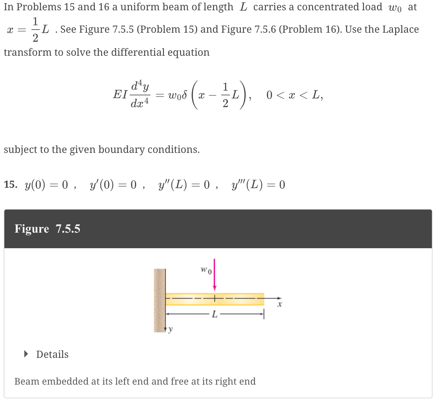 Solved In Problems 15 ﻿and 16 ﻿a uniform beam of length L | Chegg.com