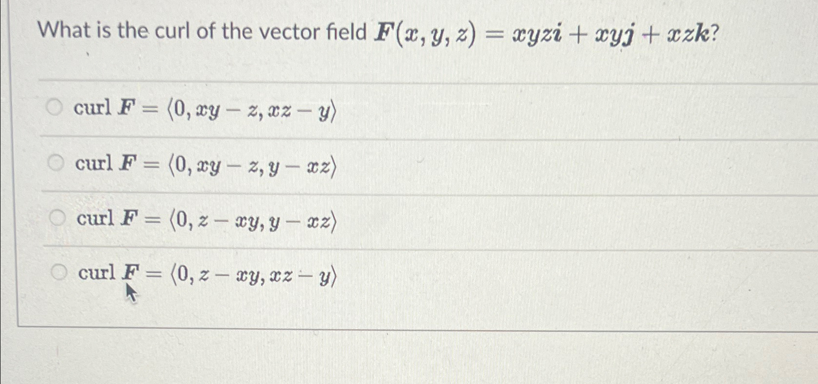 Solved What is the curl of the vector field | Chegg.com