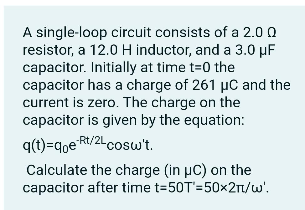 Solved A single-loop circuit consists of a 2.00 resistor, a | Chegg.com