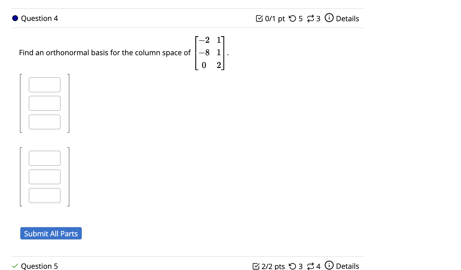 Solved Find an orthonormal basis for the column space of | Chegg.com
