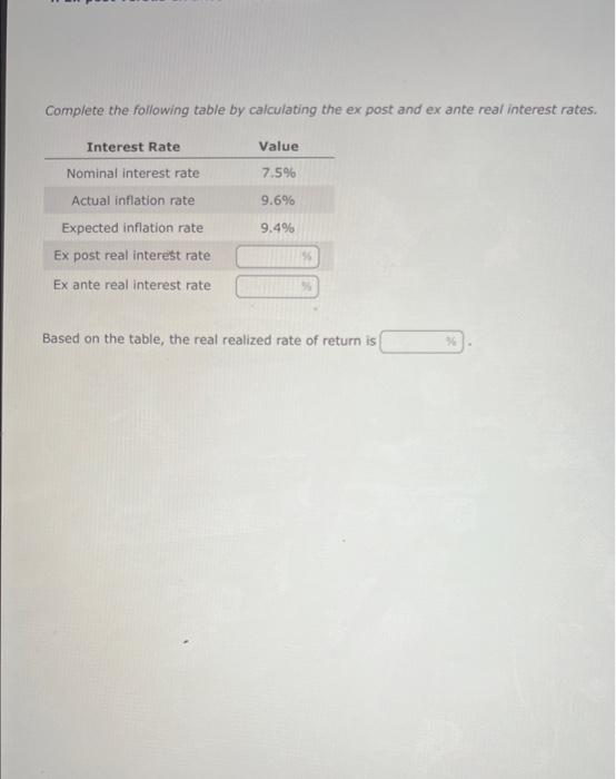 Solved Complete the following table by calculating the ex | Chegg.com