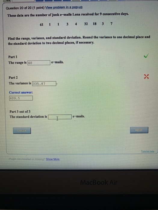 Solved Question 20 of 20 (1 point) View problem in a pop-up | Chegg.com