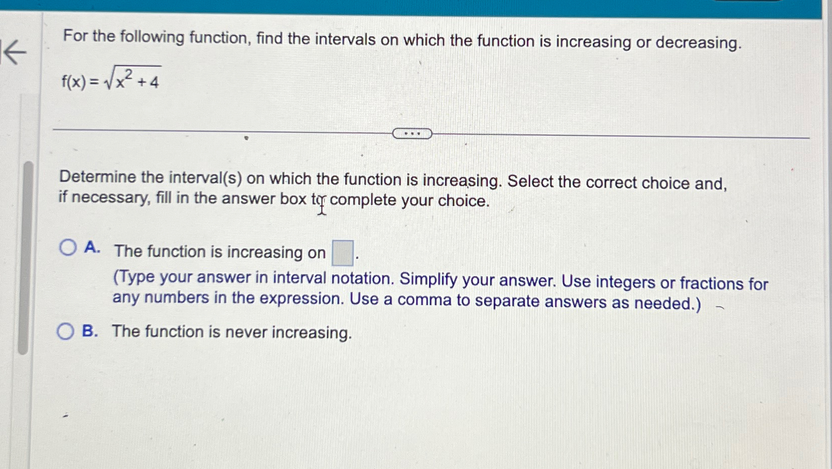 Solved For the following function, find the intervals on | Chegg.com